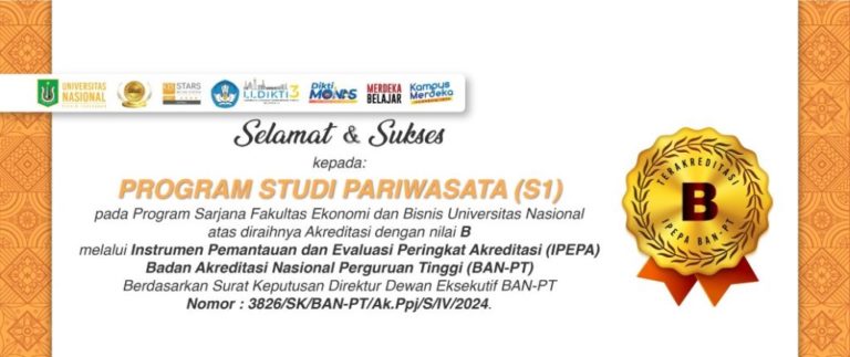 Selamat & Sukses Kepada Program Studi Pariwisata (S1) Atas Diraihnya Akreditasi Dengan Nilai “B ...